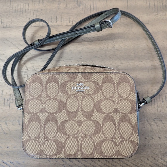 Coach | Bags | Coach Mini Camera Bag In Signature Canvas And Green ...